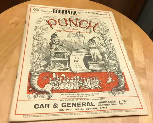 PUNCH MAGAZINE AUG 1941 World War II Political Humor Cartoons Cars ...