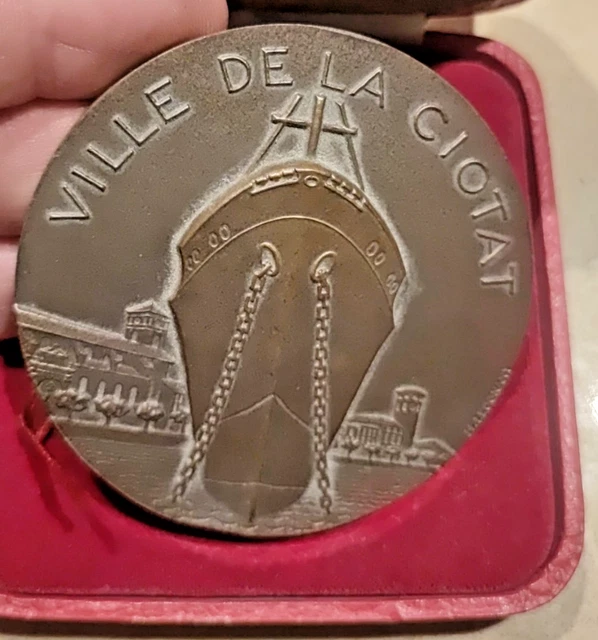 MÉDAILLE LA CIOTAT 1971 monnaie de Paris bronze LEOGNANY bateau blason ...