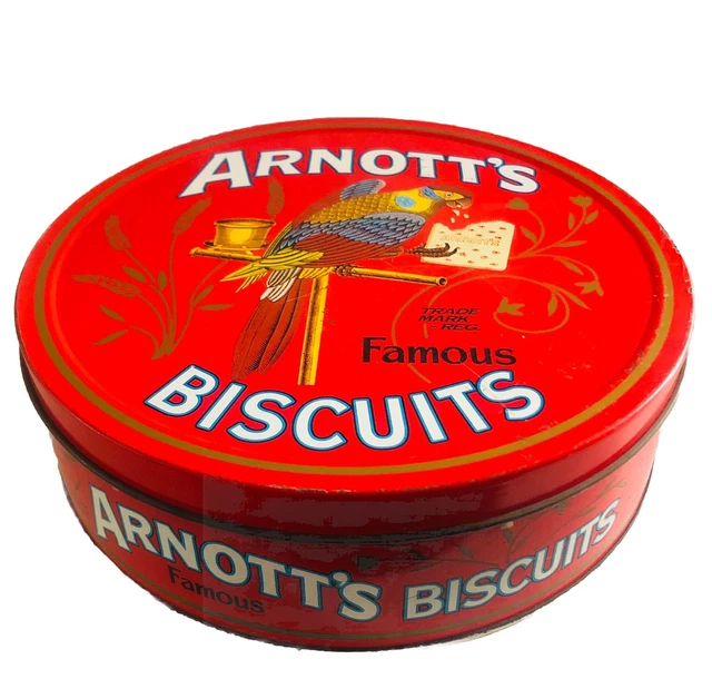 ARNOTTS FAMOUS BISCUIT Tin Red Round Rosella Cake Tin Collectable 2000 ...