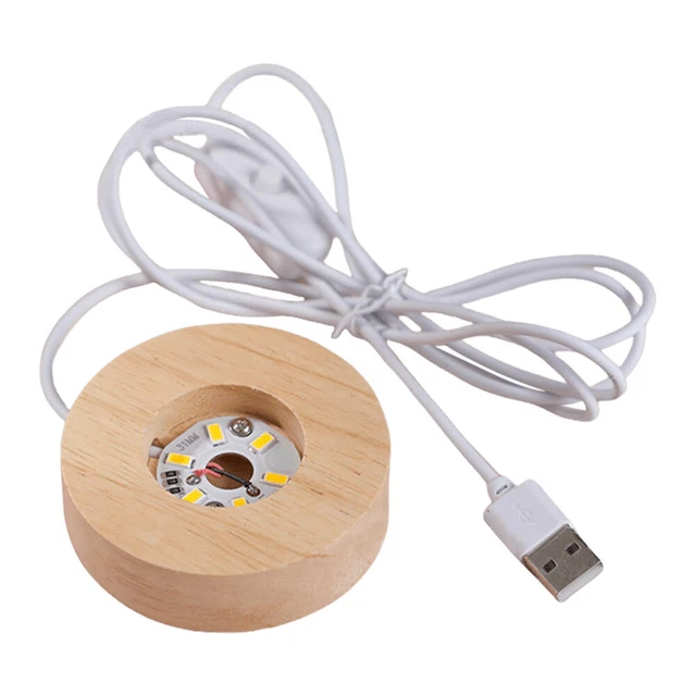 CRYSTAL GLASS LIGHT Base Stands Round LED Display Stand LED Wood ...