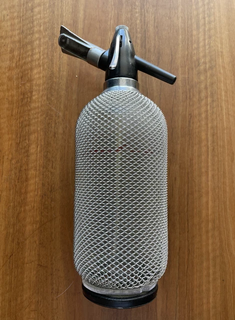 BIG VINTAGE SODA Syphon Siphon Retro Bar Display Glass Bottle Metal ...