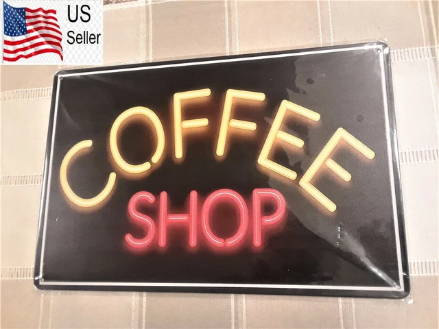 NEW METAL COFFEE SHOP Signage for Wall Install 11.8" by 7.9" Business ...