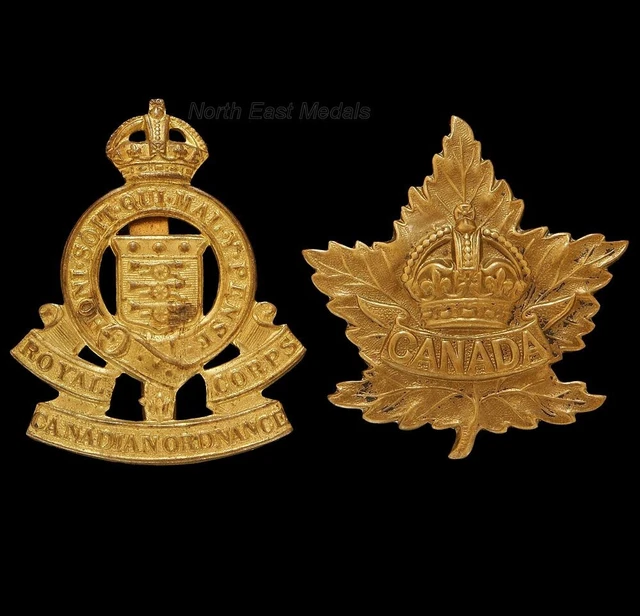 WW2 ROYAL CANADIAN Army Ordnance Corps and General Service Maple Leaf ...