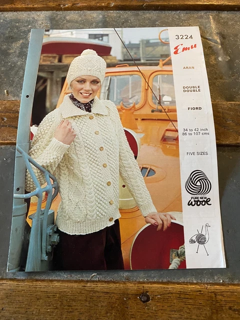 EMU LADY'S JACKETS & Hat Knitting Pattern 34 - 44" Aran Double Double ...