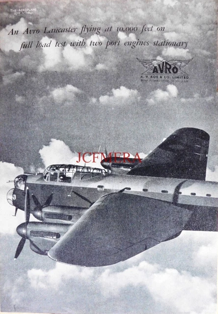 WW2 LANCASTER HEAVY Bomber Aircraft ADVERT #7 Vintage 1943 Print Ad 674 ...