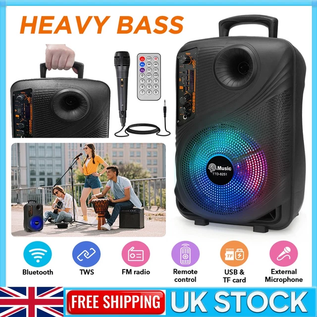 HEAVY BASS WIRELESS Bluetooth Speakers Sub Woofer Rechargeable LED Trolley Party £26.99 ...