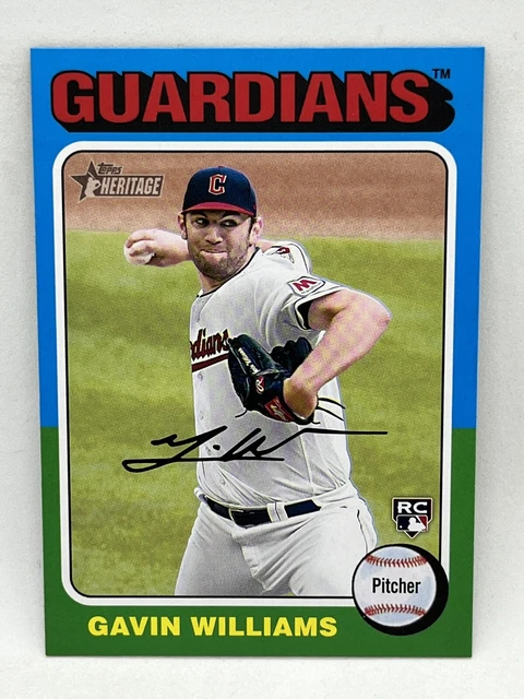 2024 TOPPS HERITAGE Gavin Williams Guardians RC variazione immagine ...
