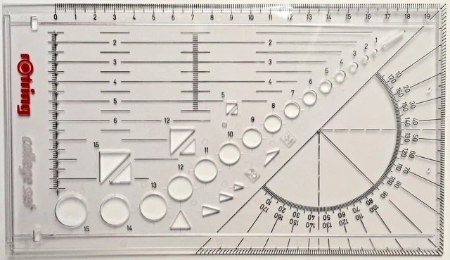 ROTRING MULTI PURPOSE Stencil Template: Ruler, Circles, Arrows ...