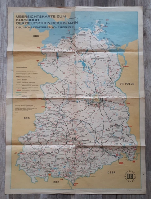 DDR EISENBAHN KARTE der Deutschen Reichsbahn Landkarte von 1986 / 60 cm x 44 cm EUR 14,90 ...