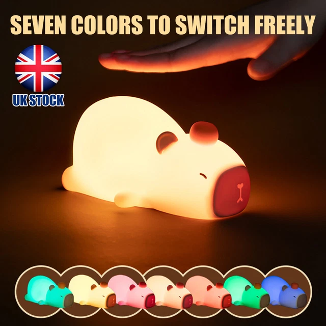 CUTE CAPYBARA LED Night Light Kids Silicone Sleeping Lamp Touch ...