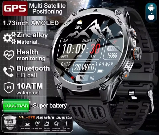ULTRA MILITARY GRADE Smart Watch 1000mAh Battery , 10ATM Waterproof ...