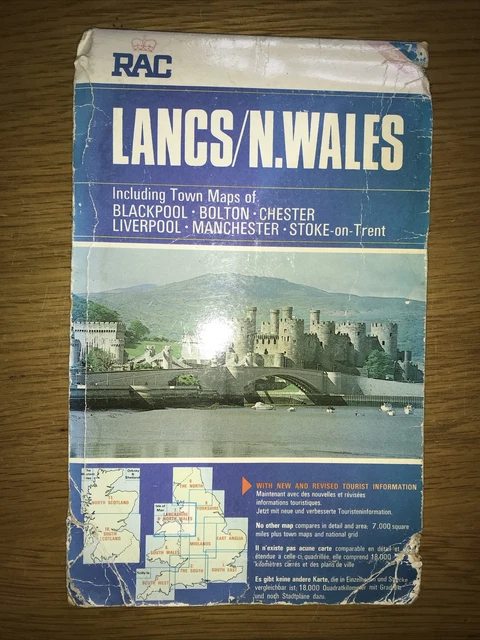 VINTAGE RAC MAP Lancs North Wales 1987 £4.10 - PicClick UK
