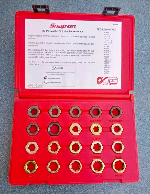SNAP ON RD20 20 Piece Master Spindle Rethread Kit $100.00 - PicClick