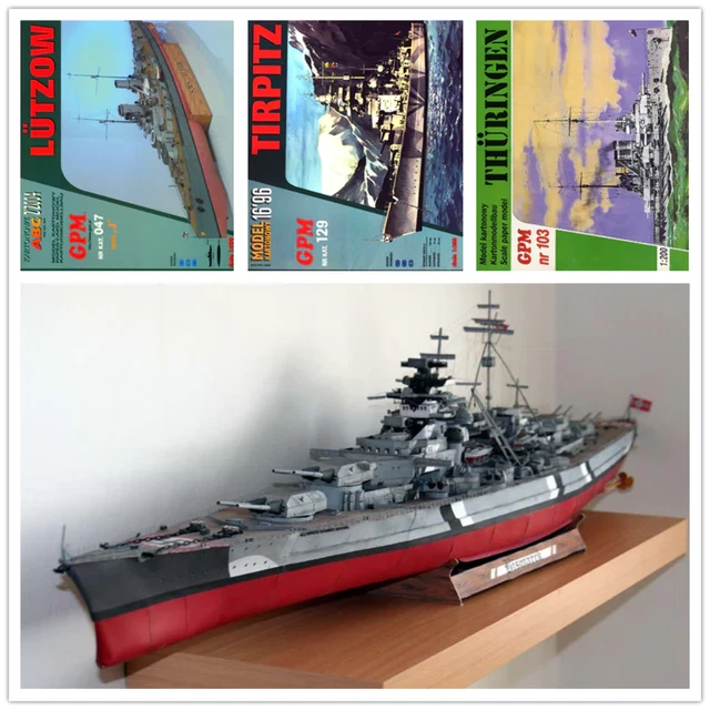 1/280 WWII GERMAN Battleship Cruiser 3D Paper Model Manual DIY ...