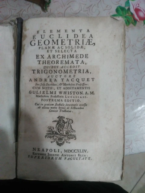 TACQUET-ORLANDO ELEMENTA EUCLIDEA GEOMETRIAE+SEC. CONICARUM TRACTATO 1744 e 1784 EUR 220,00 ...