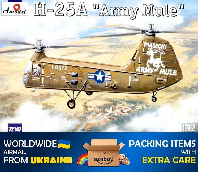 H-25A 'ARMY MULE' USAF Helicopter 1/72 Scale Plastic Model Kit Amodel ...