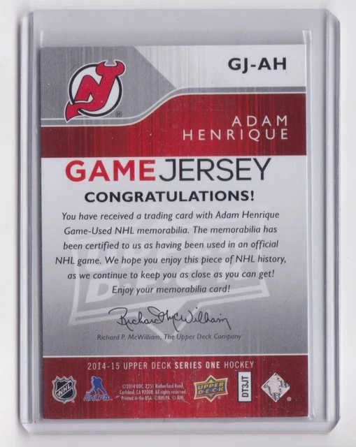 2014-15 UPPER DECK Game Jerseys Adam Henrique New Jersey Devils #GJ-AH ...
