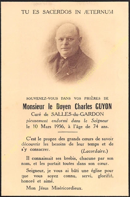 1956 GENEALOGY NOTICE of Death Mr LE DEYEN CHARLES GUYON 10 03 $7.78 ...