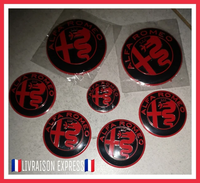 LOGO STICKER PACK rim, steering wheel, hood, trunk metal logo alfa ...