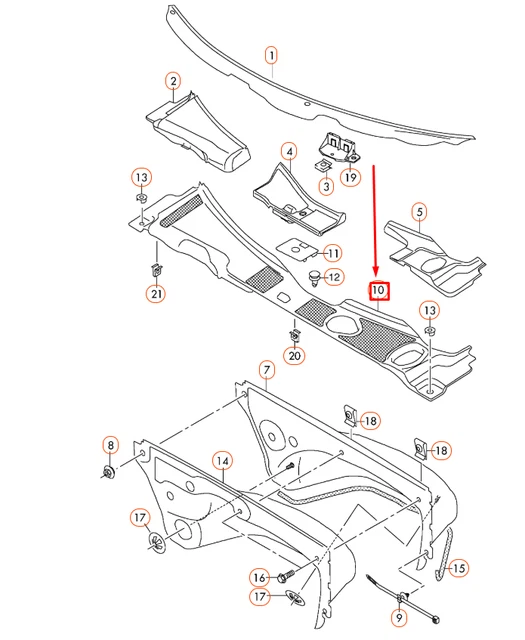 AUDI A4 B8 Plenum Chamber Cover RHD 8K2819447B01C NEW GENUINE £67.29 ...
