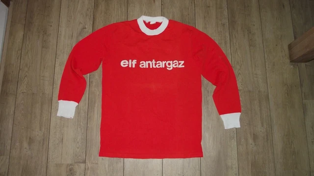 ANCIEN MAILLOT DE football vintage porté TRICOT LAINE ELF ANTARGAZ EUR ...