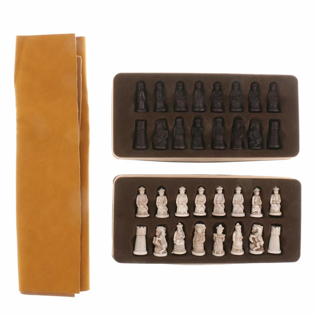 ANTIQUE FIGURINES CHESS Pieces Resin Chinese Chess Set for Board ...