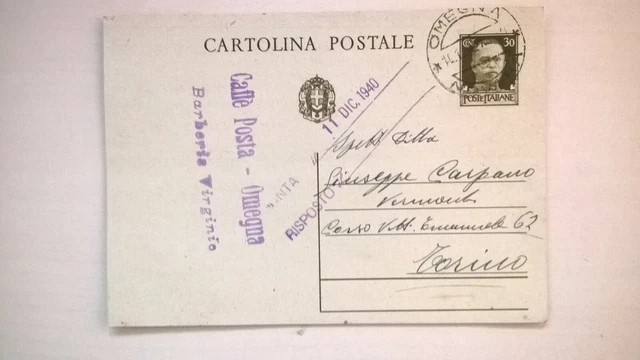 CARTOLINA DEL 1940 alla Carpano da Caffè Posta di Barberis Virginio ...