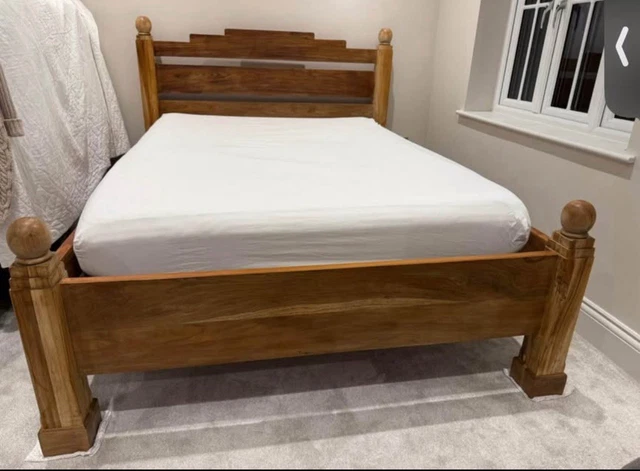 LOMBOK SOLID TEAK Wood King Size Bed Frame £414.70 - PicClick UK