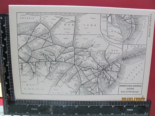 ANTIQUE 1925 PENNSYLVANIA Prr Railroad Eastern System Map Depot Prr Rr ...