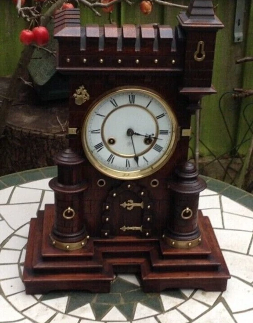RARE AND RESTORED JUNGHANS BLACK FOREST CASTLE CLOCK GWO c1890 £250.00 ...