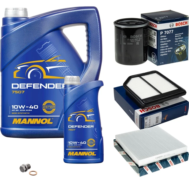 BOSCH INSPECTION SET 6L MANNOL Defender 10W-40 Pour Honda Civic VIII ...