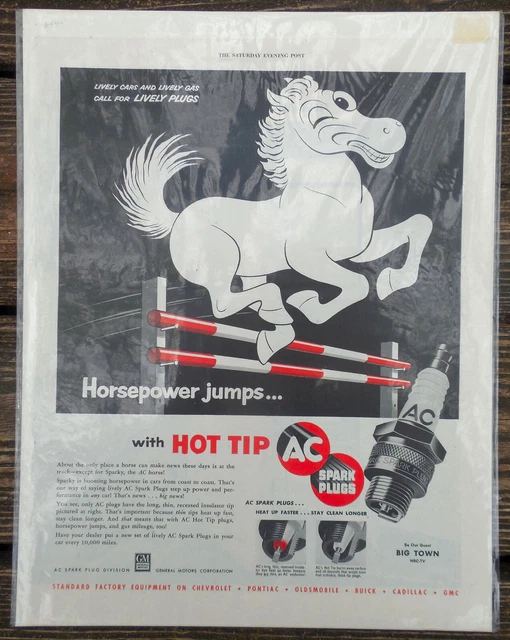 VINTAGE MAGAZINE AD B&B Ac Spark Plugs 1955 Hot Tip Horsepower Jump ...