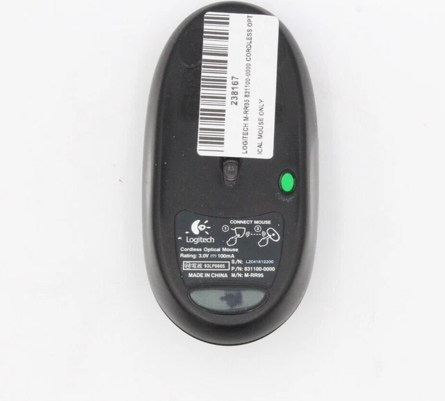 LOGITECH M-RR95 WIRELESS BALL MOUSE CORDLESS Silver Black NO RECEIVER ...