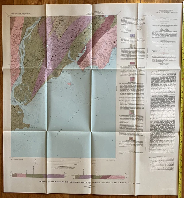 VINTAGE MAP- BEDROCK Geologic Map Of The Milford Quadrangle ...