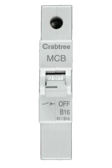 CRABTREE 16 AMP TIPO B 6kA MCB INTERRUTTORE 61/B16 STARBREAKER EUR 7,71 - PicClick IT