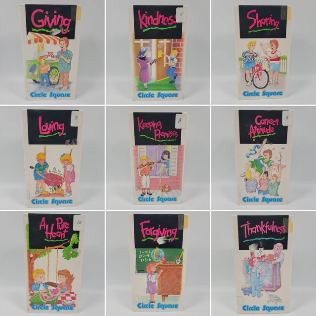 CIRCLE SQUARE VHS Lot of 9 Christian Kids Videos 1988 Values Series ...