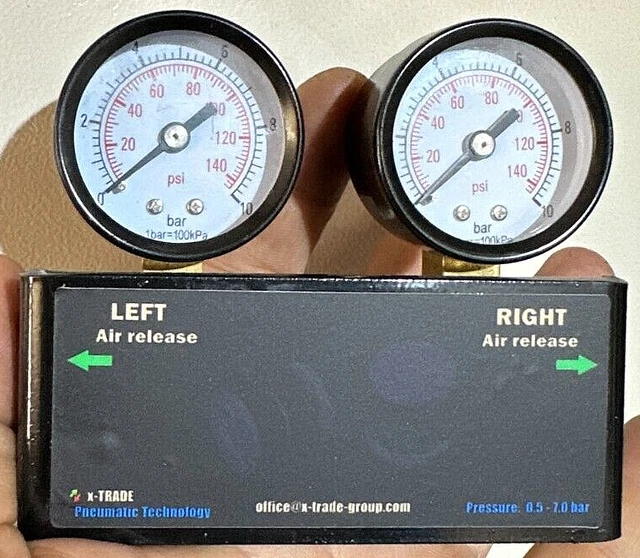 DUAL PNEUMATIC CIRCUIT system for air suspension. Dual gauge box meter ...