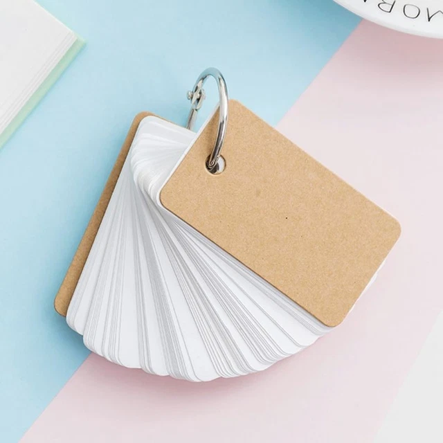 SIMPLE DIY INDEX Cardboard Cover Blank Paper Card Memo Pad Binder Rings ...
