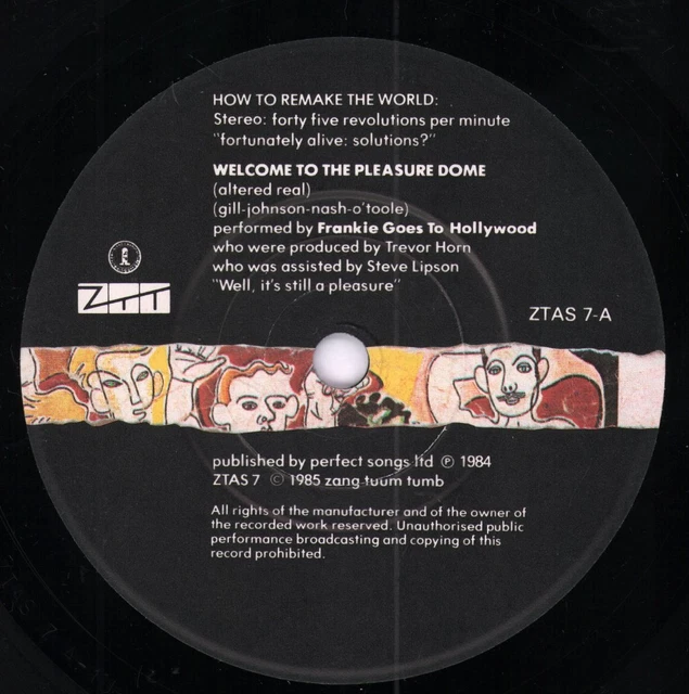 FRANKIE GOES TO Hollywood Welcome To the Pleasure Dome 7" vinyl UK Ztt ...