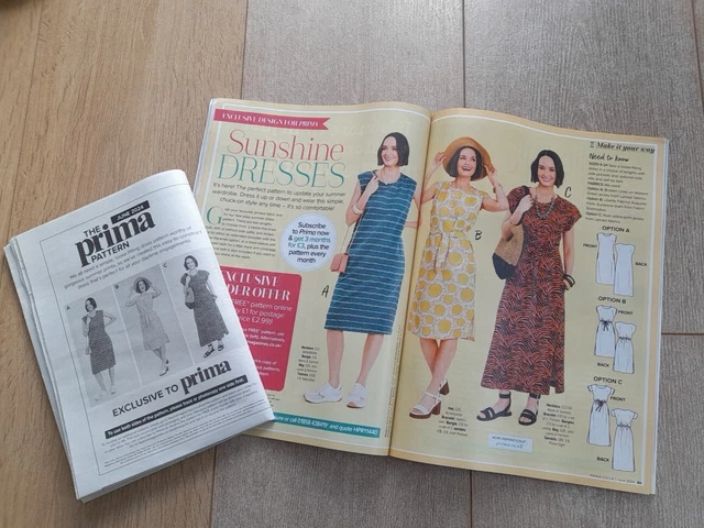 JUNE 2024 PRIMA Magazine Sewing Pattern. Summer Dress, Size 6-24. Uncut ...