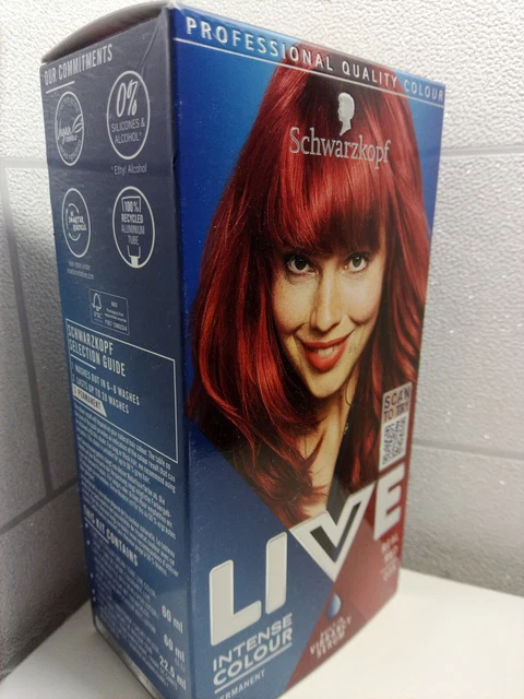 SCHWARZKOPF LIVE COLOUR Intense Hair Coloration, Permanent Red Hair Dye ...