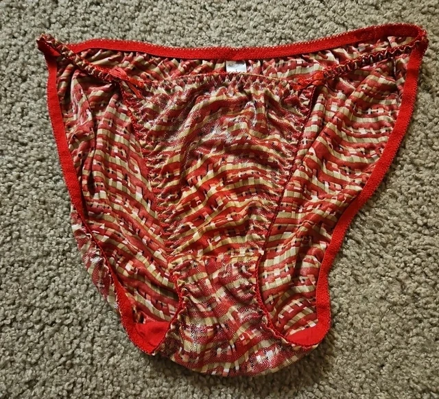 VTG DELICATES RED Satin Shiny String Bikini Panties 100% Polyester Sz 7 ...