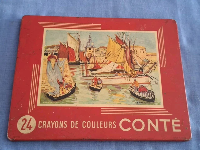 ANCIEN CRAYONS DE Couleurs Conté France. Boîte Métal Tableau Y.jean ...