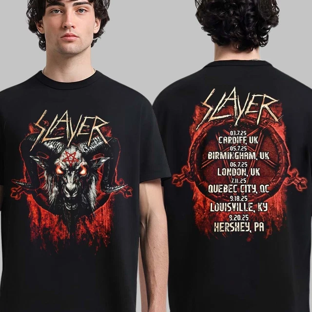 SLAYER FAREWELL TOUR 2025 Merch Baphomet Head Art Wt Tour Dates 2 Sided ...