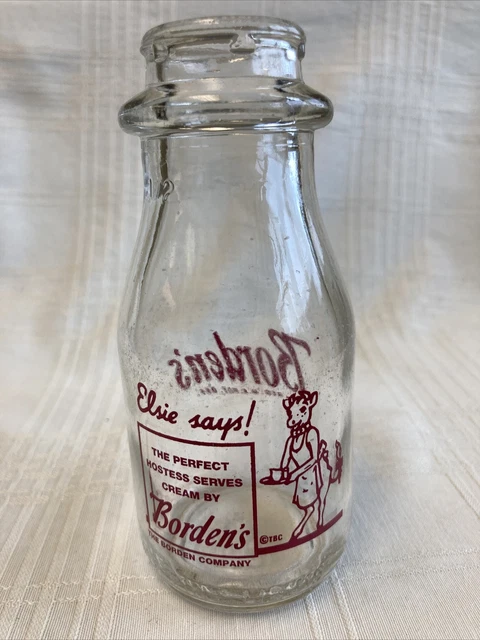 VINTAGE HALF PINT Milk Bottle Bordens Dairy Elsie Cow Borden Borden's £14.45 - PicClick UK