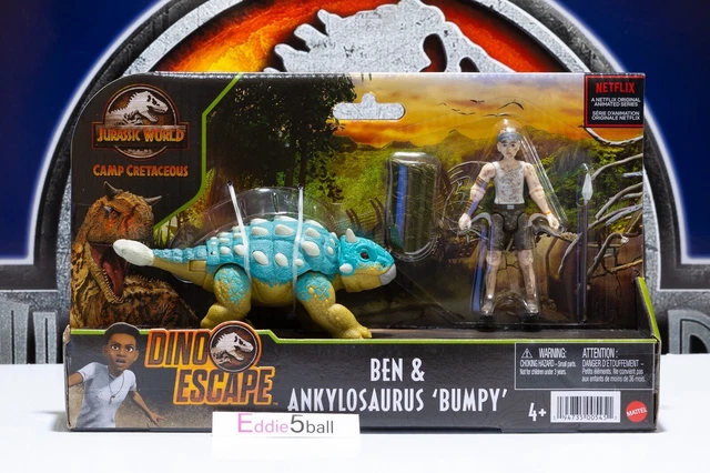 MATTEL JURASSIC WORLD Camp Cretaceous BEN & Ankylosaurus BUMPY Figure ...