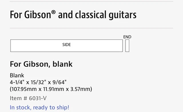 STEW MAC USA 6031-V For Gibson And Classical Guitars Unbleached Bone ...