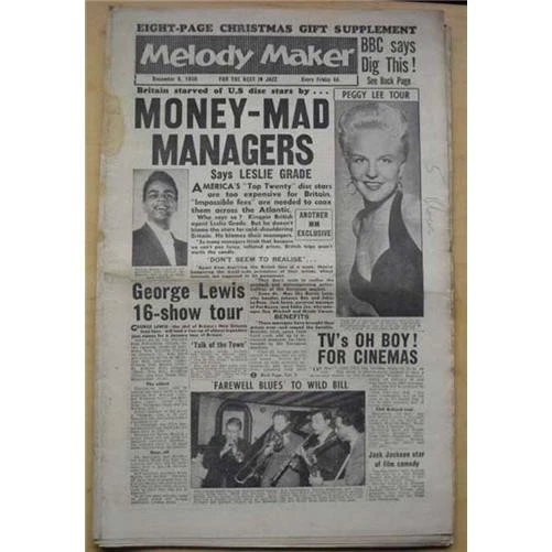 VARIOUS 1958 MELODY Maker Magazine December 6 1958 Peggy Lee/Johnny ...