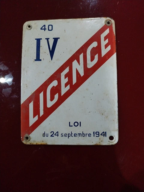 ANCIENNE PLAQUE ÉMAILLÉE Licence IV débit de BOISSONS - déco bar café brasserie EUR 86,00 ...