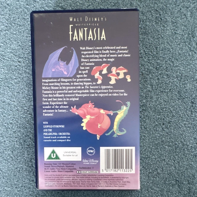 WALT DISNEY'S MASTERPIECE Fantasia VHS PAL U Vintage . Family Musical ...